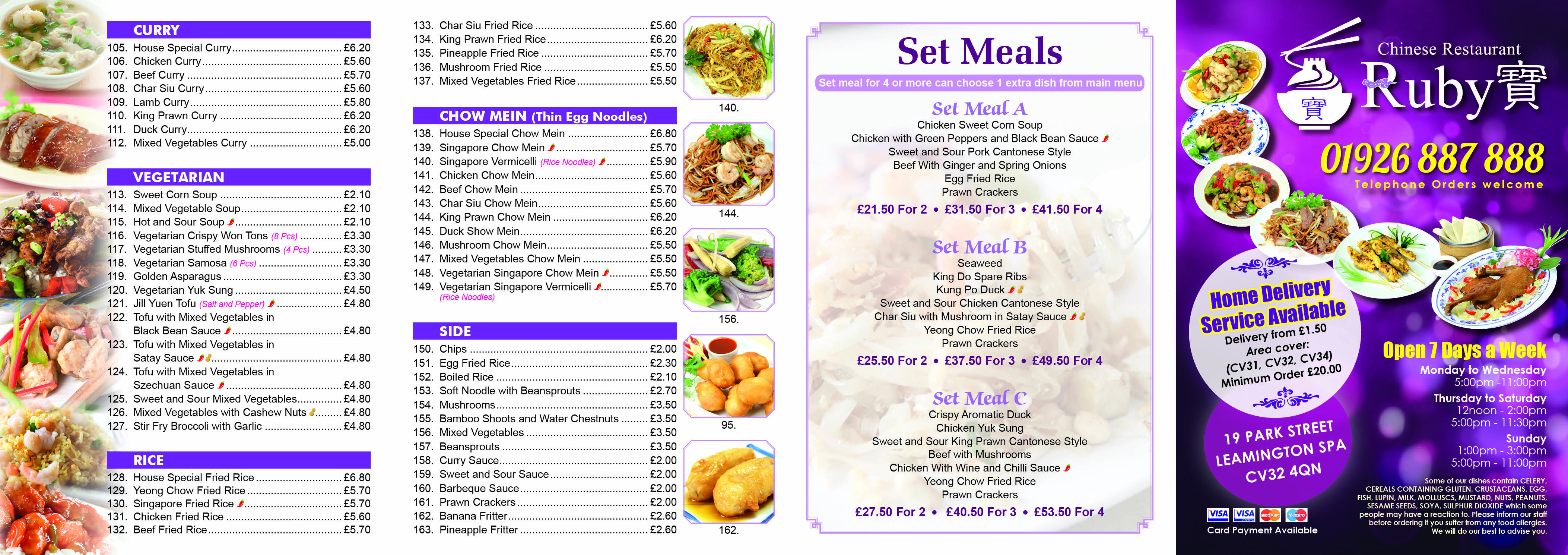 RUBY RESTAURANT Take Away Menu (Leamington Spa CV32 4QN)2 - Taste ...